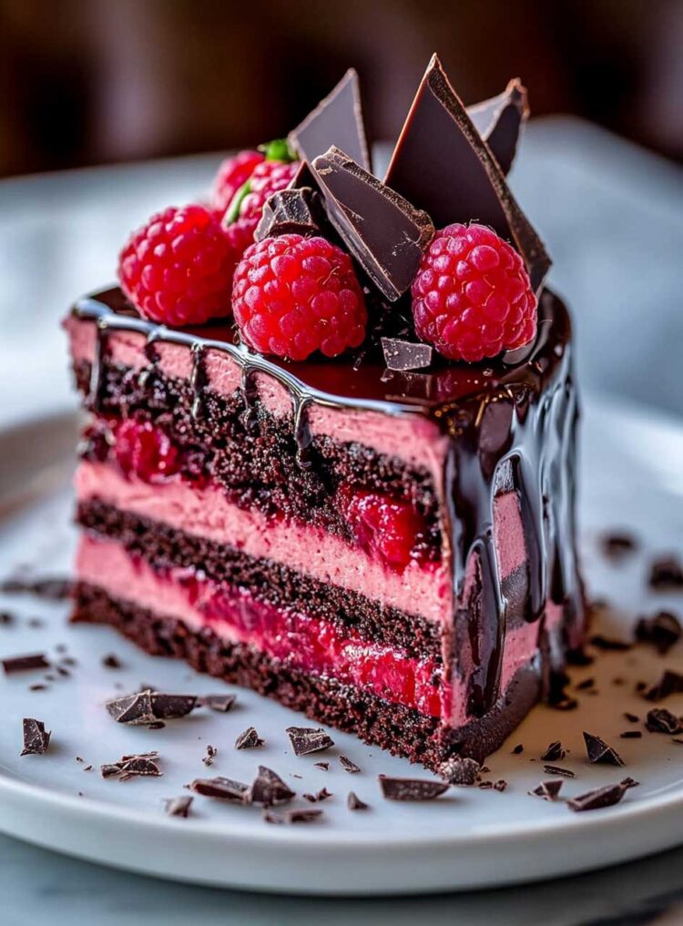Heavenly Raspberry Chocolate Mousse Cake